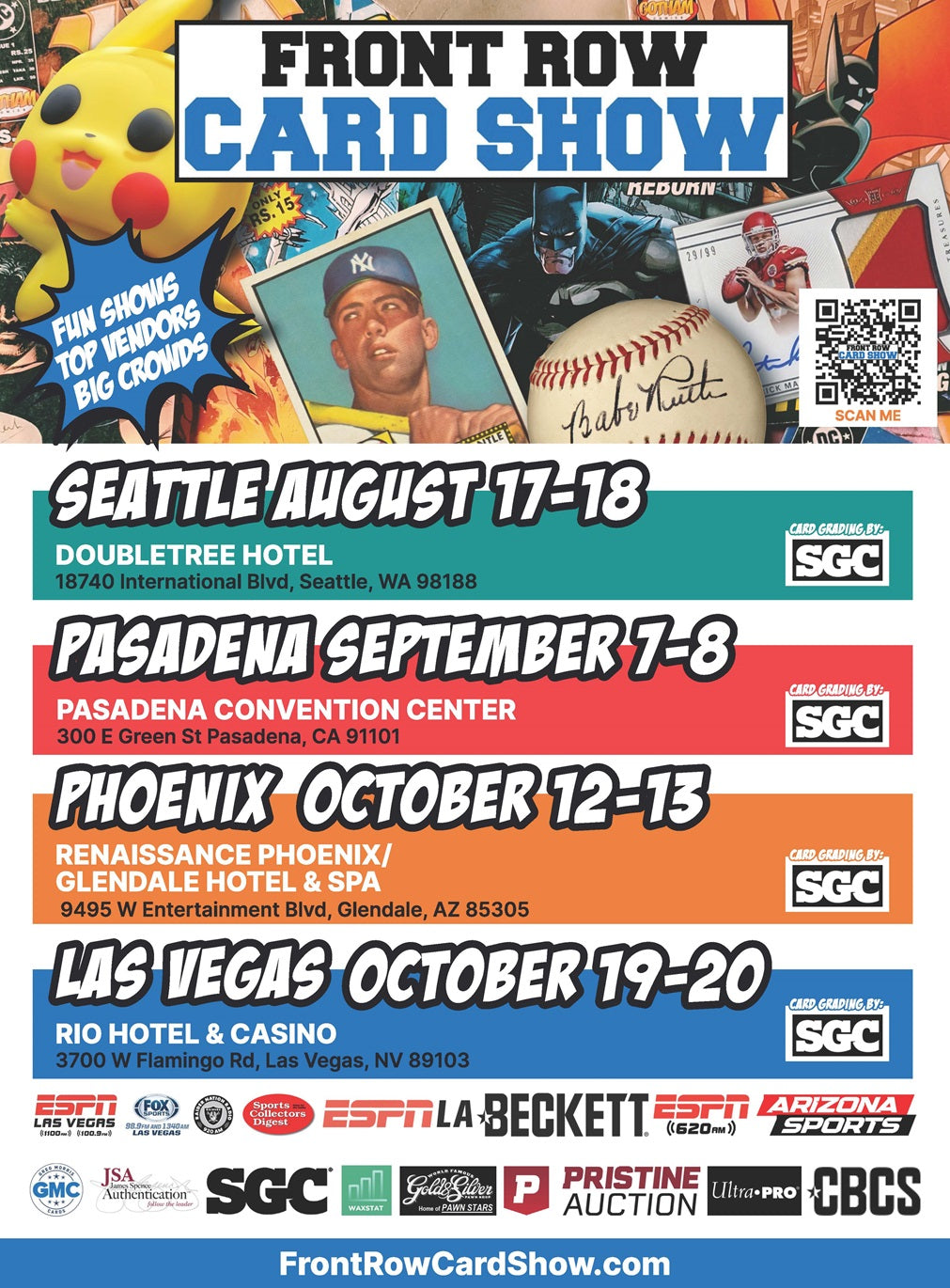 Front Row Card Show | Las Vegas Pasadena Phoenix Cards, Comics Pokemon