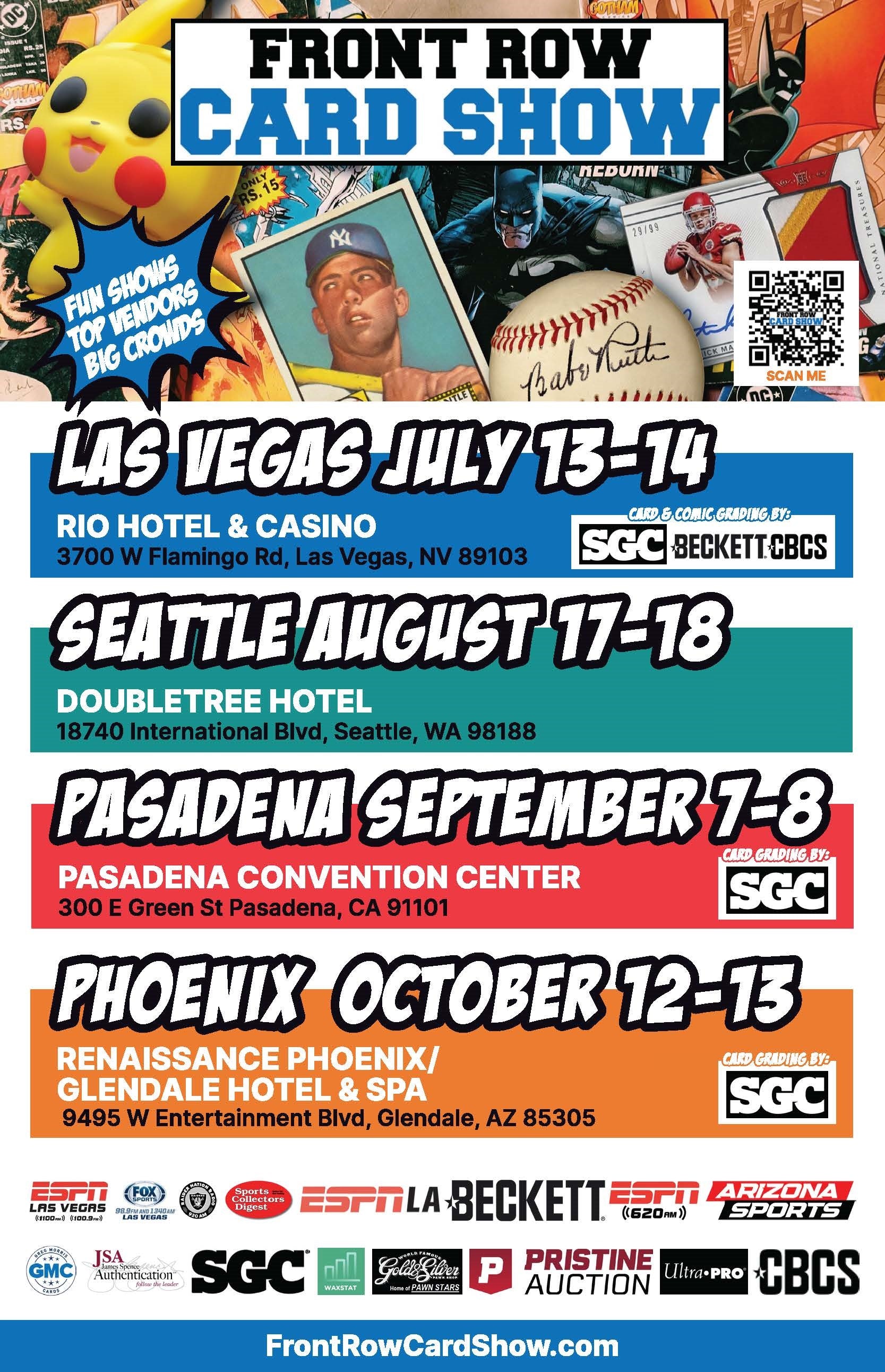 Front Row Card Show | Las Vegas Pasadena Phoenix Cards, Comics Pokemon