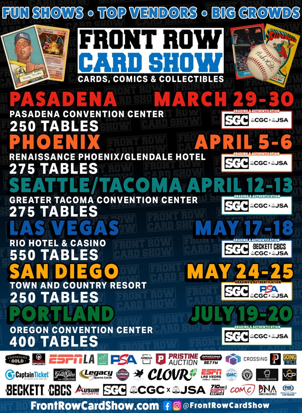 Front Row Card Show | Sports Cards TCG Pokemon Comic Books Autographs