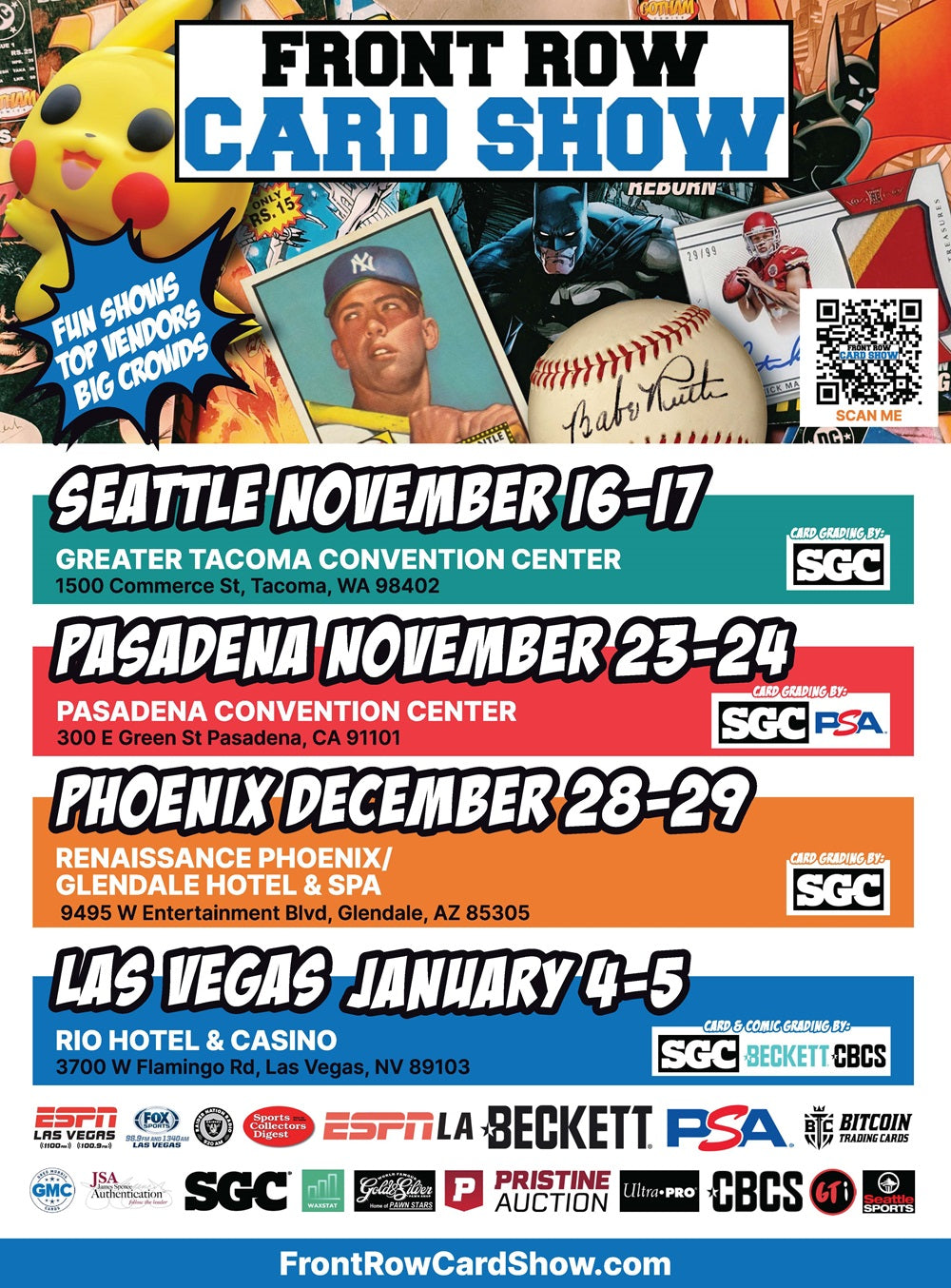 Front Row Card Show | Las Vegas Pasadena Phoenix Cards, Comics Pokemon