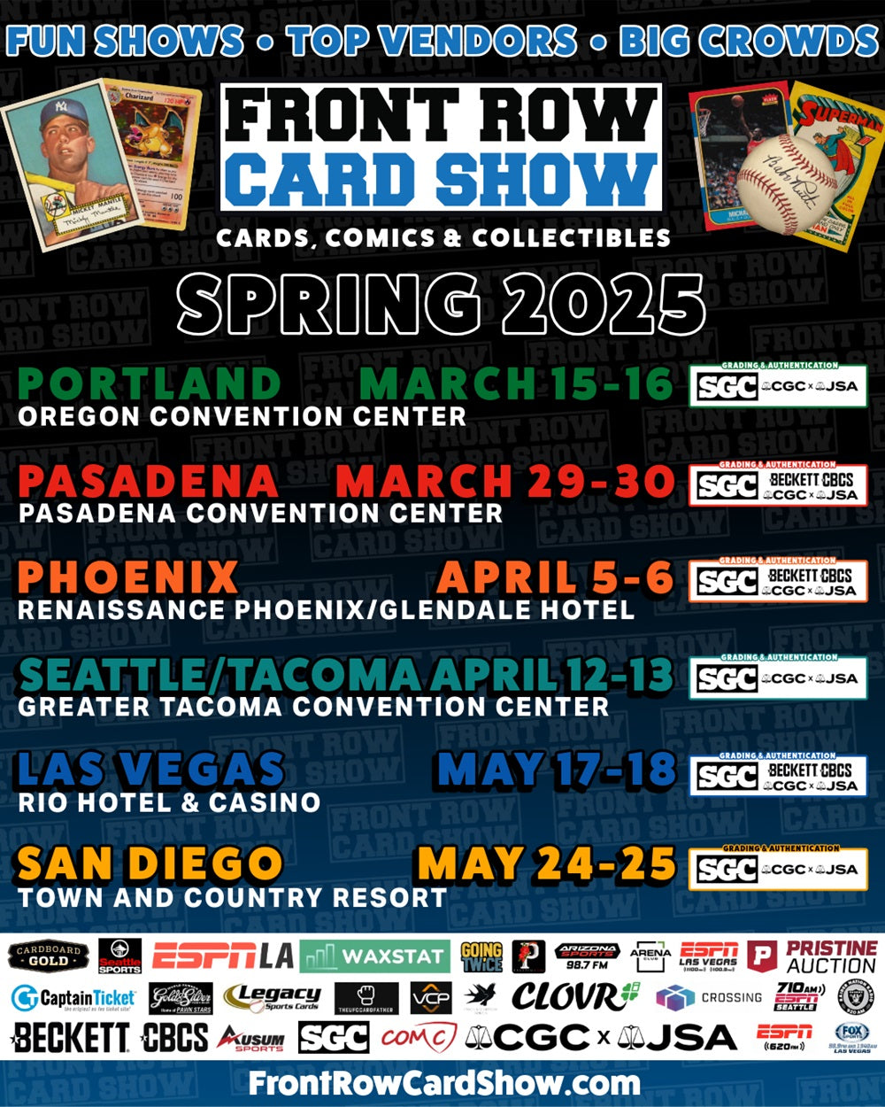 Front Row Card Show | Sports Cards TCG Pokemon Comic Books Autographs